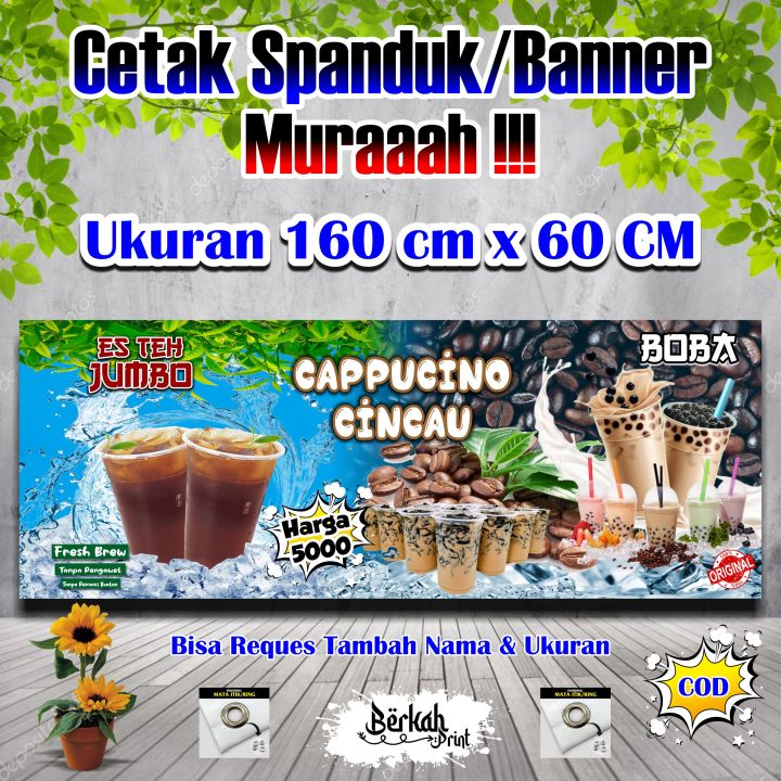 Spanduk Banner Aneka Minuman Boba & Es Teh Ukuran 160 cm x 60 cm ...