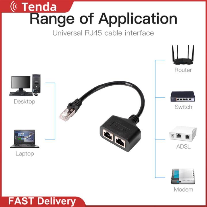 RJ45 Ethernet Network Splitter Adapter PC 1 to 2 Plug Cable Extender ...