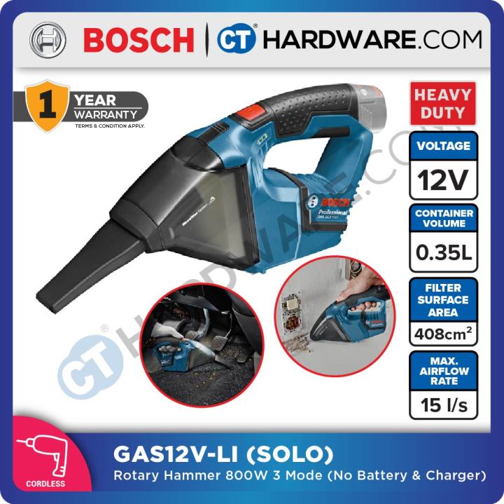 BOSCH GAS 12 V-LI (SOLO) PROFESSIONAL 12V CORDLESS VACUUM CLEANER ...