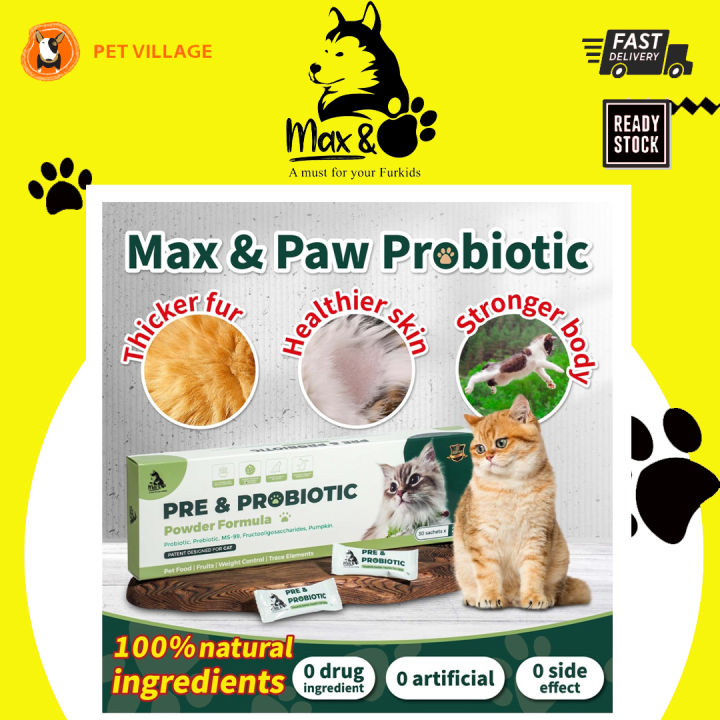 MAX & PAW All Natural Organic Prebiotic & Probiotic Pet Supplement ...