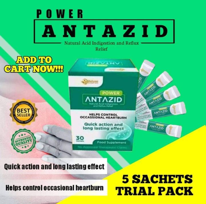 [5 Sachets TRIAL PACK] POWER ANTAZID Natural Acid Indigestion and ...