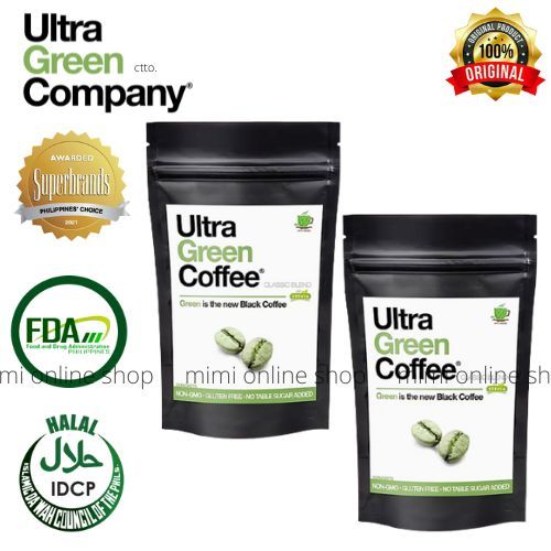 100% AUTHENTIC ULTRA GREEN COFFEE CLASSIC BLEND WITH STEVIA (TWIN PACK ...