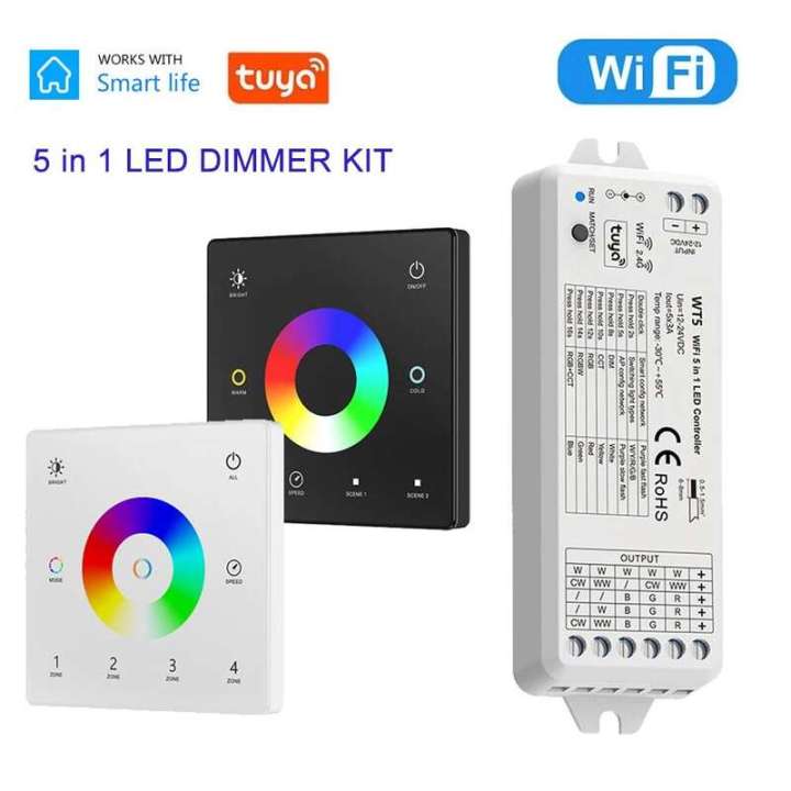 TUYA WiFi 5 In 1 Controller KIT RF 2.4G Glass Wall Mounted Touch Panel ...