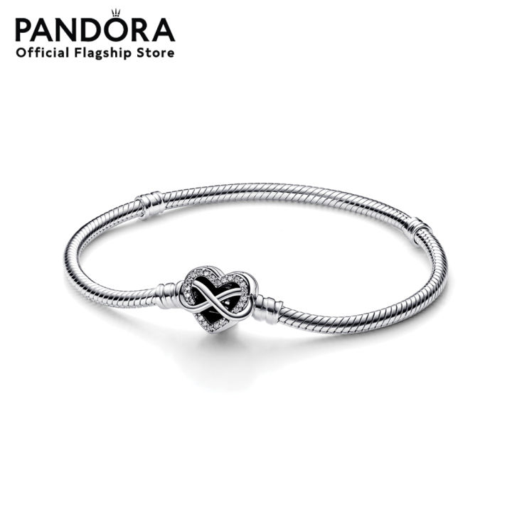 Pandora Snake chain sterling silver bracelet with infinity heart clasp ...