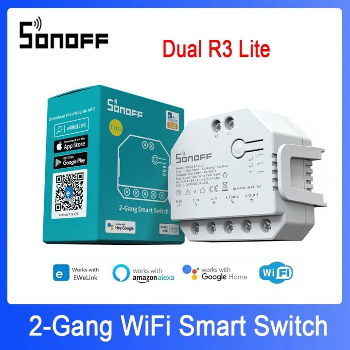 SONOFF DUAL R3 Lite MINI WiFi Smart Switch Smart Home 2 Gang Dual Relay ...