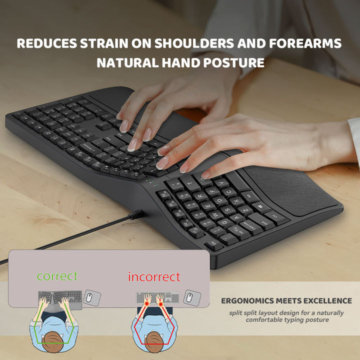 kangshaibi Ergonomic Keyboard Mechanical Keyboard Natural Ergonomic ...