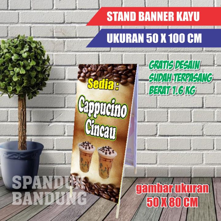 STAND KAYU SPANDUK SAMPING JALAN / SPANDUK STAND BANNER KAYU DEPAN ...