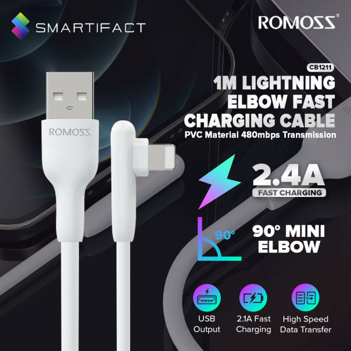 Romoss CB1211 1M 2.4A Elbow Design USB to Lightning Fast Charging Cable ...
