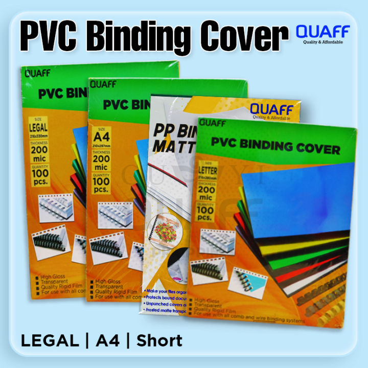 QUAFF Clear PVC Binding Cover Short / A4 / Long Size 200 Microns (100 ...