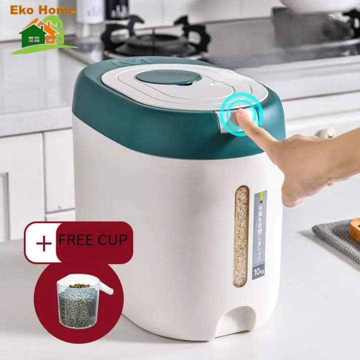 Kitchen container 10 KG rice box dispenser storage container cereals ...