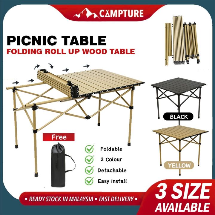 【CAMPTURE】3 Size Roll Up Table Alloy Material Portable Folding Camping ...