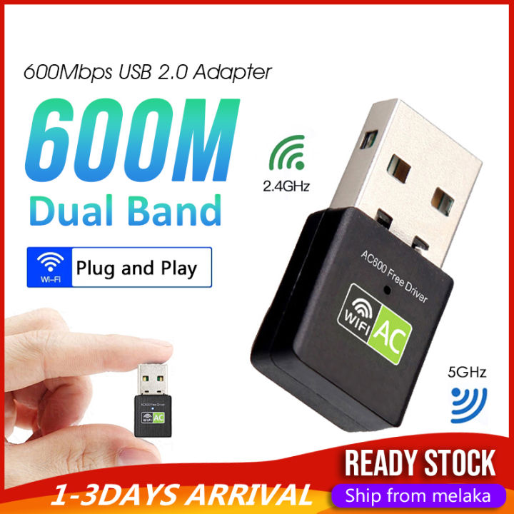 [Ready Stock] 600Mbps Wireless USB Wifi Adapter WiFi Antenna Dual Band ...