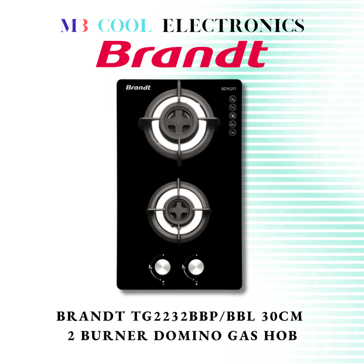 BRANDT TG2232BBP/BBL 30CM 2 BURNER DOMINO GAS HOB + 2 YEARS WARRANTY ...