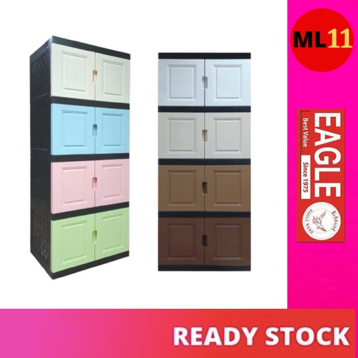 EAGLE Plastic Storage Cabinet (4 Tier) / Wardrobe / Almari Baju ...