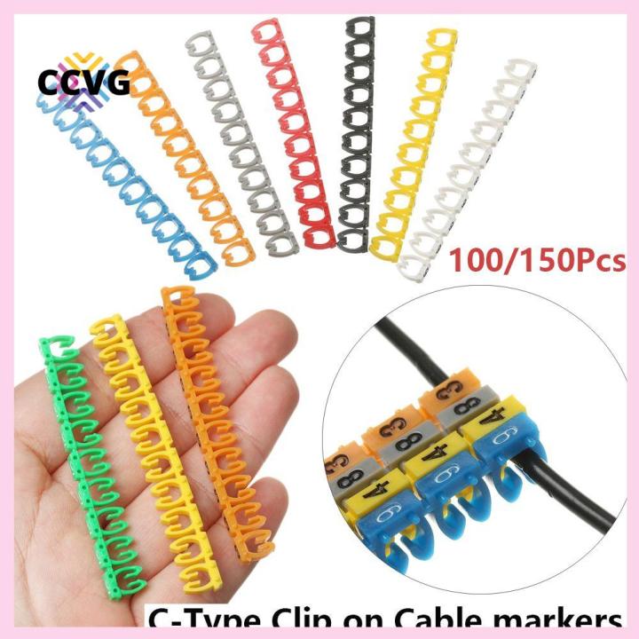 CCVG 100/150Pcs Colourful Wire Number Tag C-Type Waterproof Network Tag ...