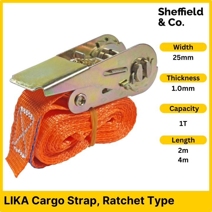 LIKA Cargo Strap, Snap Tensioner, Pressure Ratchet Type (1T) x (2m / 4m ...