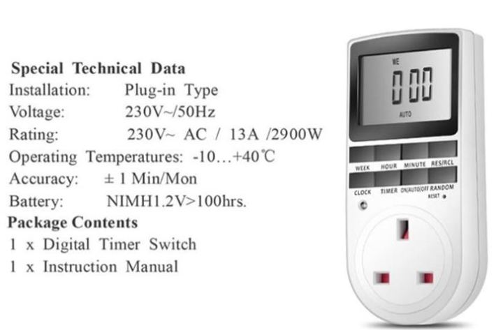 DIGITAL TIMER BUILD IN BATTERY 230VAC READY STOCK | Lazada