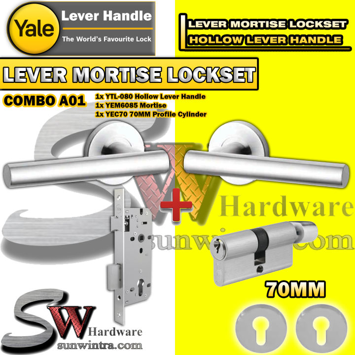 [Original] YALE YML-YK-SN001SS LEVER MORTISE LOCKSET COMPLETE SET 60MM ...