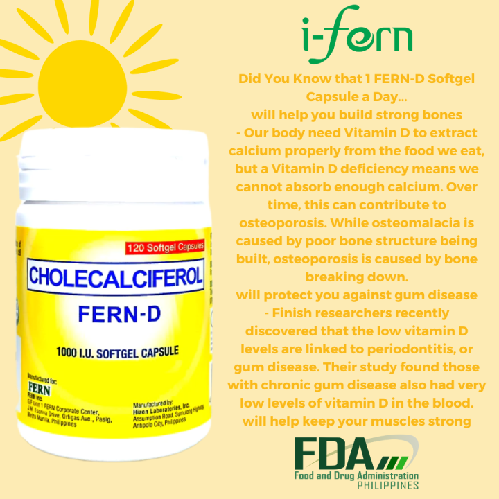 Original IFERN Fern D Vitamin D 120 Softgels Cholecalciferol 1 Bottle ...