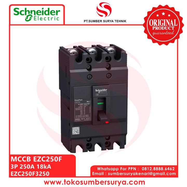 MCCB EZC250F 3P 250A 18kA Saklar Listrik ON OFF EZC250F3250 SNI Asli Ori EasyPact Schneider ...