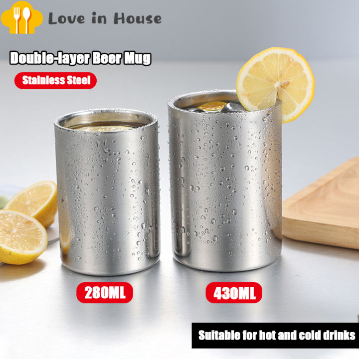 Trà Cà Phê Cốc bia Inox hai lớp 280ml/430ml cốc sữa du lịch nhỏ gọn cốc nước văn phòng | Lazada.vn