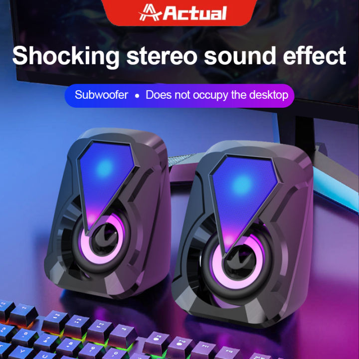 Actual Computer Speaker USB Colorful Lighting Effect RGB Gaming Laptop PC Speaker For Laptop ...