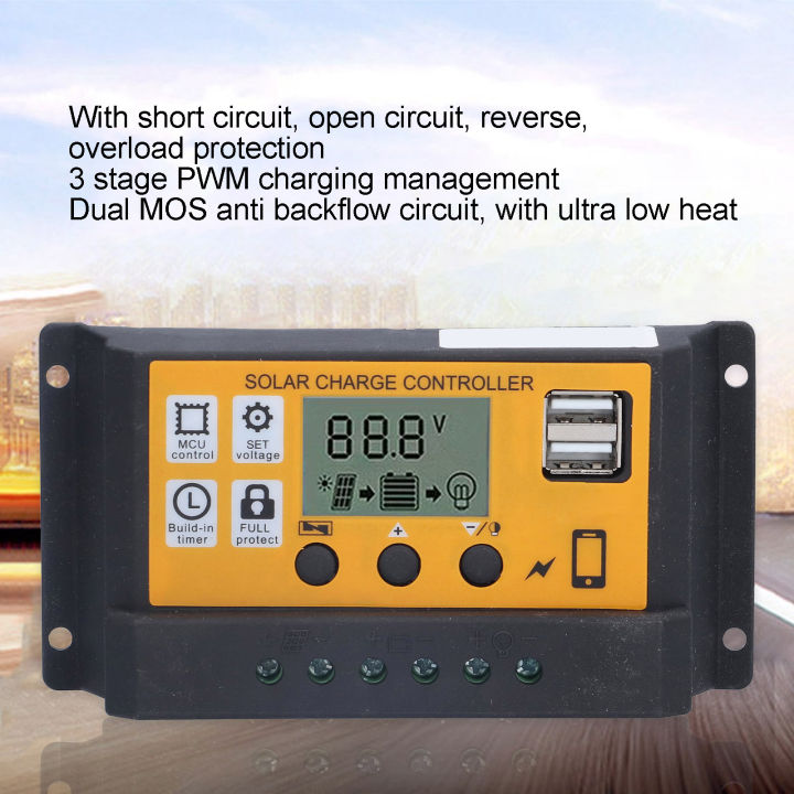 Solar Panel Battery Regulator 3 Stage PWM Charging Management Smart ...