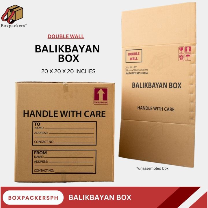 BOXPACKERS PH BALIKBAYAN BOX SINGLE WALL / DOUBLE WALL 20x20x20 INCHES ...