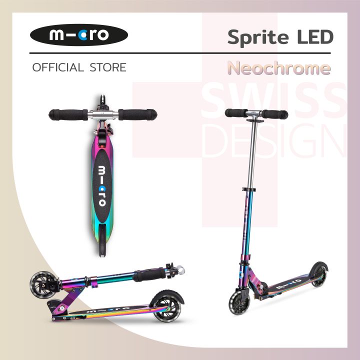 Micro Sprite LED Neochrome สกูตเตอร์อลูมิเนียม พับได้ สำหรับเด็ก 5-12 ...