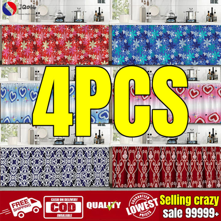 【Free Shipping】COD 4PCS Lababo Curtain For Kitchen Sink Floral/Abstact ...