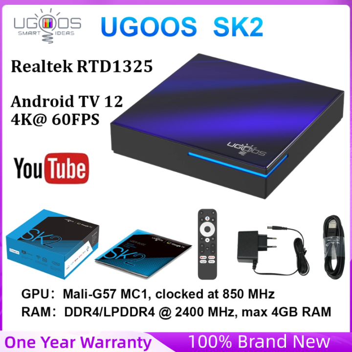 Ugoos SK2 Google TV Realtek RTD1325 4GB RAM 32GB EMMC Dolby WIFI 6 Bluetooth 5.2 Android 12 TV ...