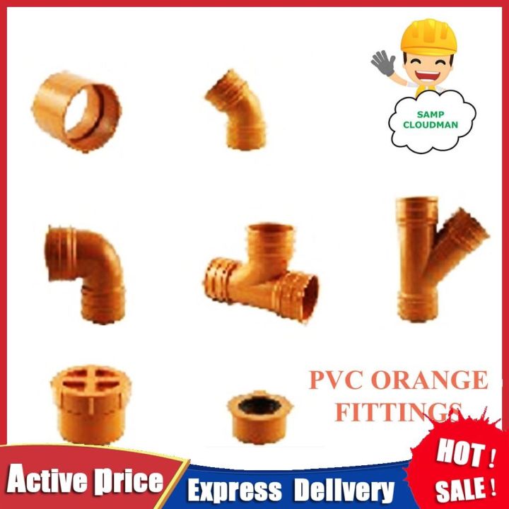 PVC Orange Fittings 2 3 4 Elbow Coupling Tee Wye Clean Out Poly Emerald ...