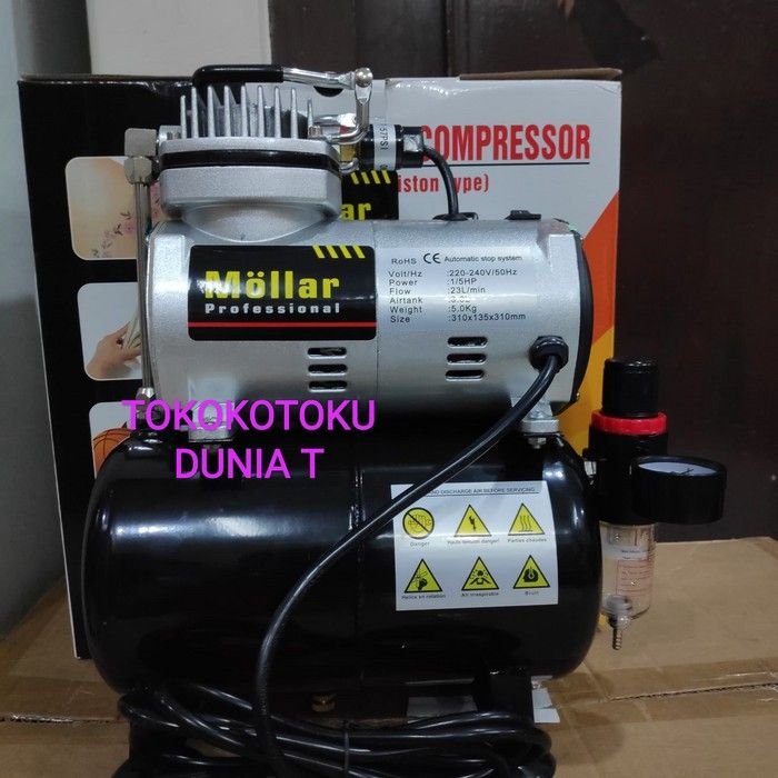 Kompresor Mini Compressor Oil-Less Tangki 3 Liter 150 Watt Merk Mollar ...