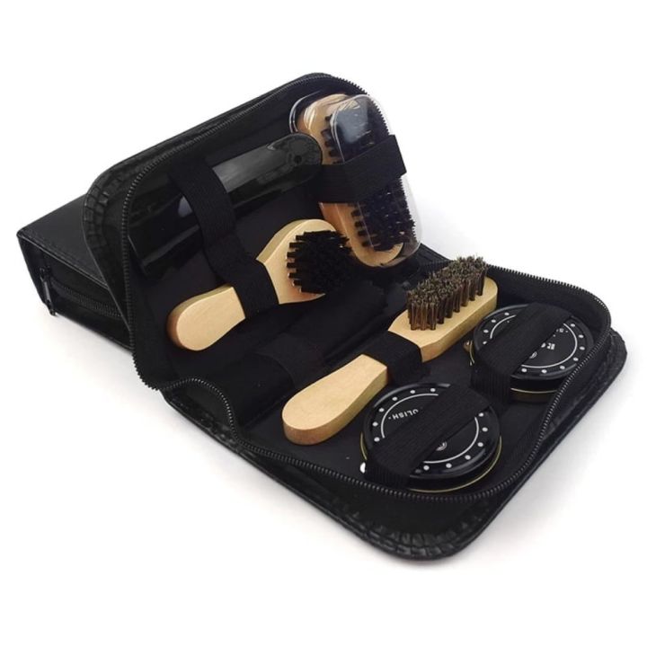Shoe Polish Travel Kit 8-in-1 Men Shoes Cleaning Kit With Box Wooden ...