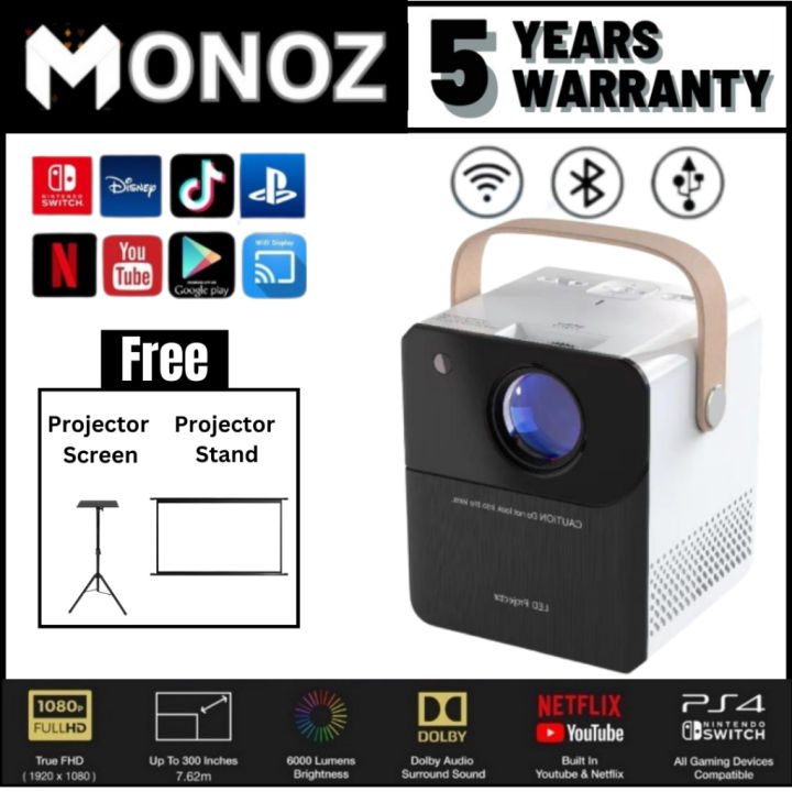 Projector Y8 PRO Portable Smart 6000 Lumens 4K UHD 1080P Projector WiFi ...