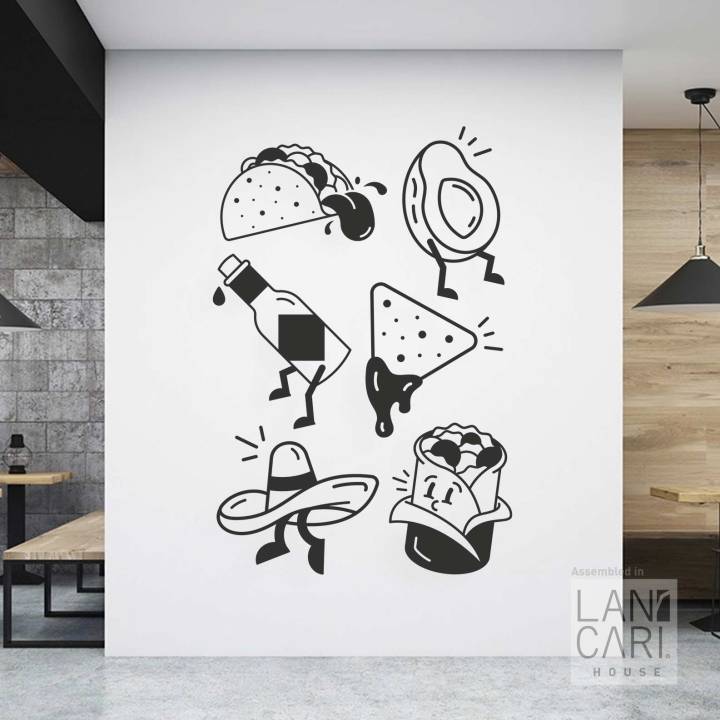 Cutting Stiker Icon Taco tacos Dekorasi Food Resto Kaca Dinding Stiker ...