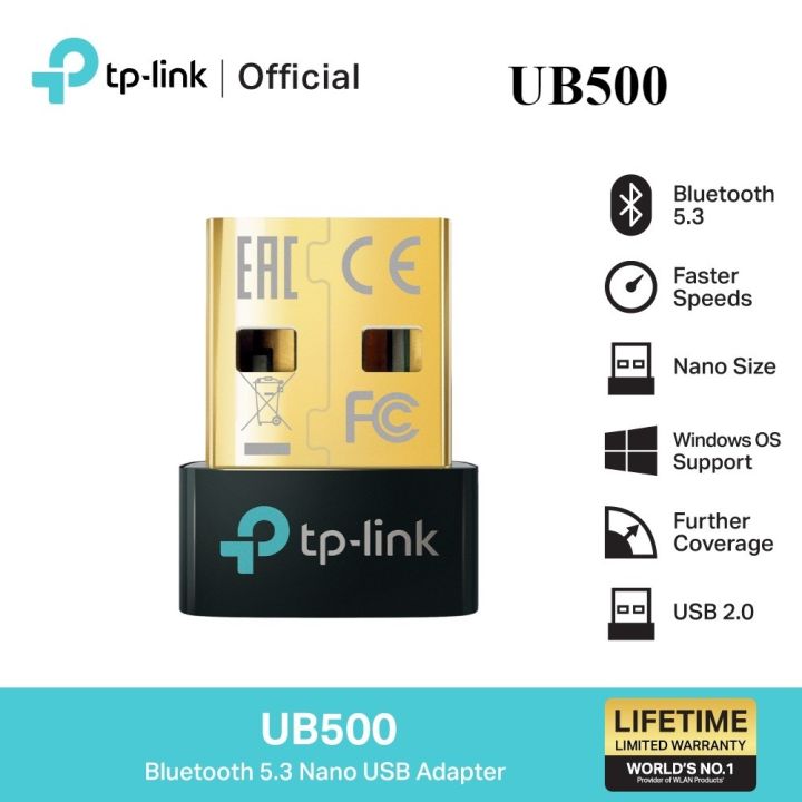 TP-Link UB500 Bluetooth 5.3 Nano USB Adapter ยูเอสบีอแดปเตอร์ บลูทูธ 5.3 ประสิทธิภาพสูง รองรับ ...
