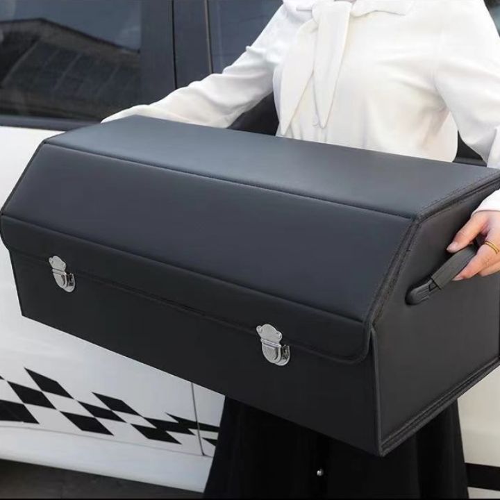 Car trunk storage box, high-grade leather material, foldable car ...