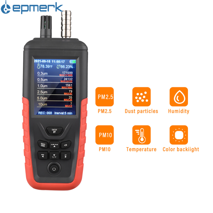 Lepmerk Dust Particle Counter 6-Channel 0.3um/0.5μm/1.0μm/2.5μm/5.0μm ...