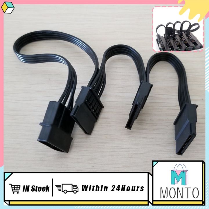 SATA Power Cable 4Pin to 3 15Pin 18AWG PC Hard Drive HDD SSD Power ...