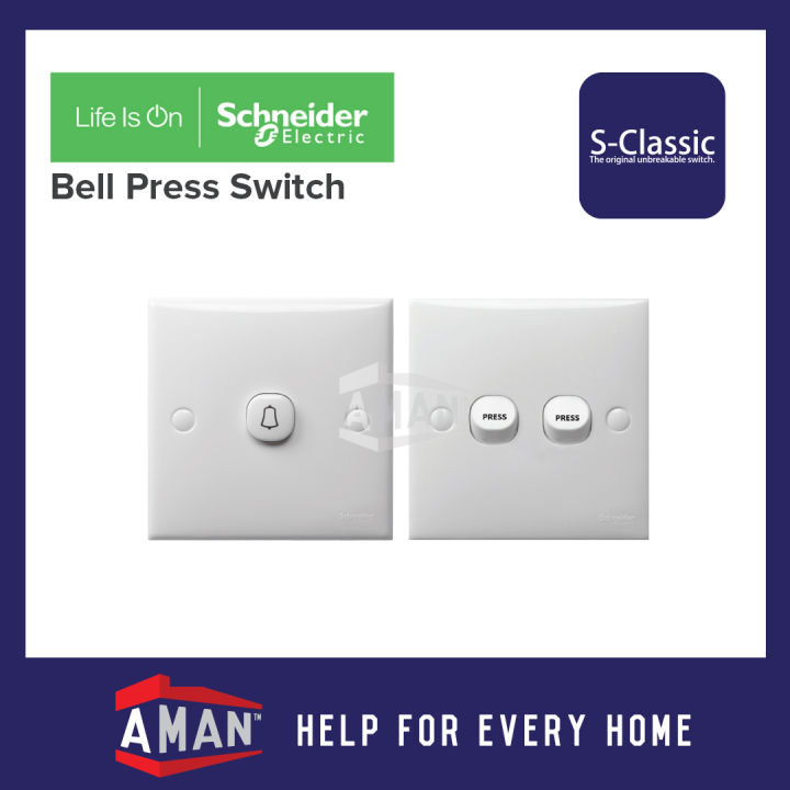 Schneider S-Classic Clipsal 1 Gang 2 Gang Door Bell Press Switch Auto ...
