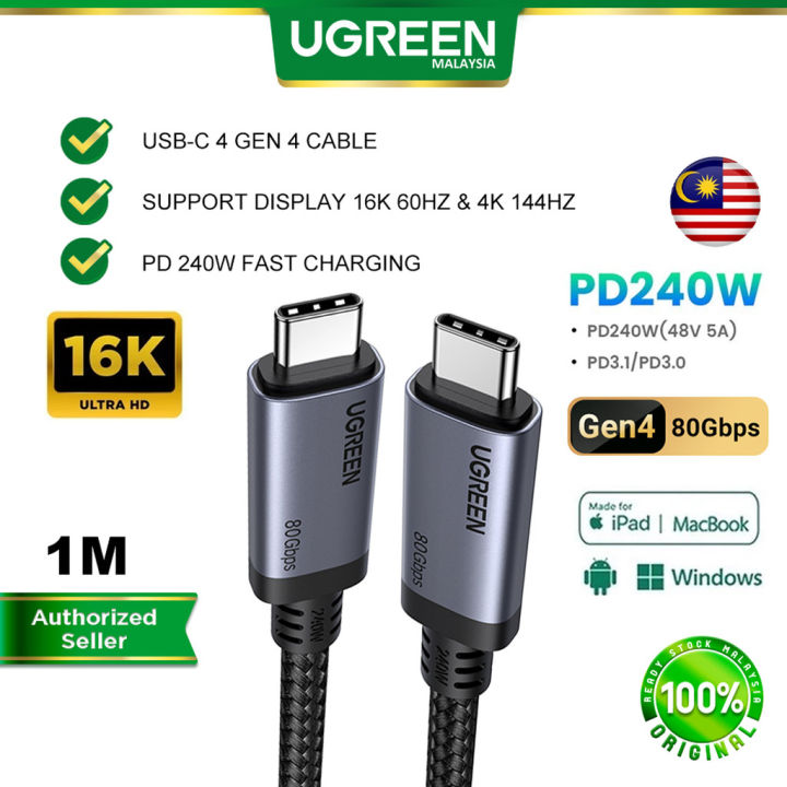 UGREEN PD 240W USB C to USB C Cable USB4 Gen4 Data 80Gbps Video Display ...