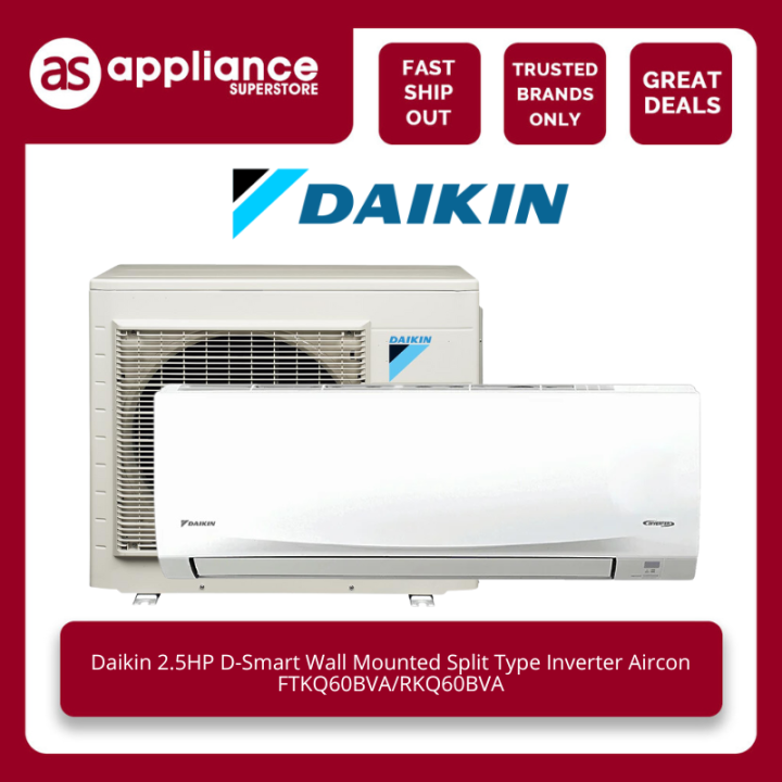 Daikin 2.5HP D-Smart Series Wall Mounted Inverter Aircon FTKQ60BVA ...