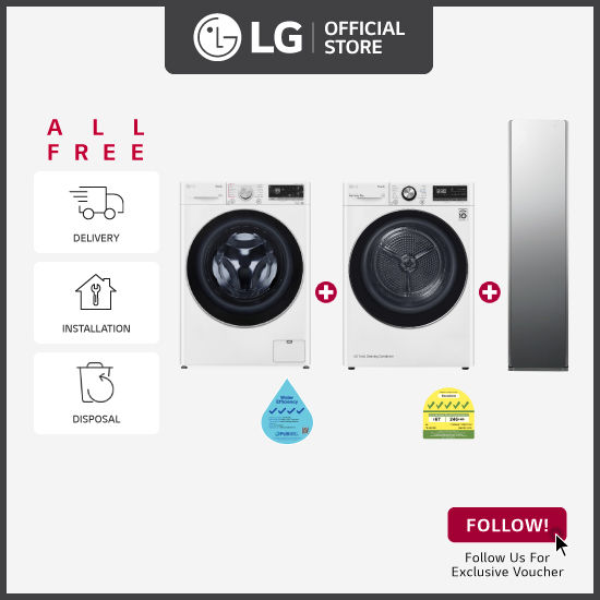 LG FV1410S3WA 10kg Front Load Washer + TD-H10VWD 10kg Dual Inverter ...