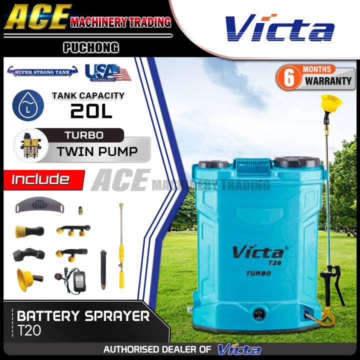 (TWIN PUMP) Victa Twin Pump T20 Turbo Battery Sprayer 20L Battery Knapsack Sprayer Pump Powerful ...