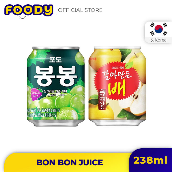 Korea Haitai Bonbon Juice Green Grape / Pear 238ml 海太桃果粒果汁 葡萄味 梨子味 | Lazada