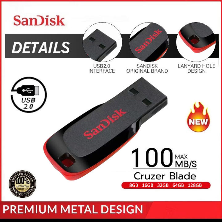 แฟลชไดร์ฟ SANDISK Flash Drive CRUZER BLADE USB 2.0 ( SDCZ50-B35 ) 8GB ...