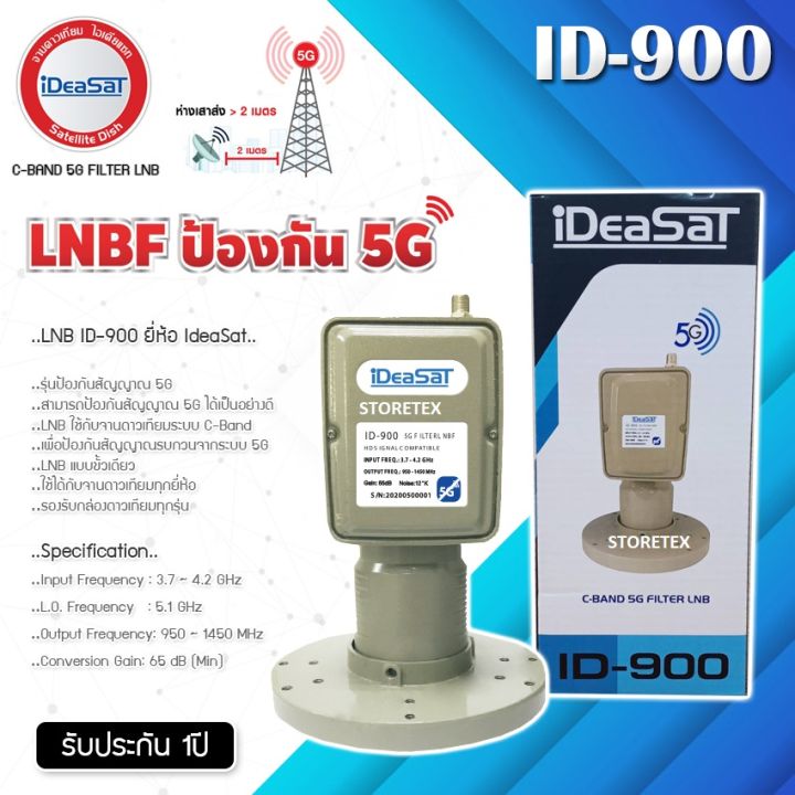 iDeaSaT LNB C-BAND 1จุด รุ่น ID-900 (ตัดสัญญาณ 5G) | Lazada.co.th