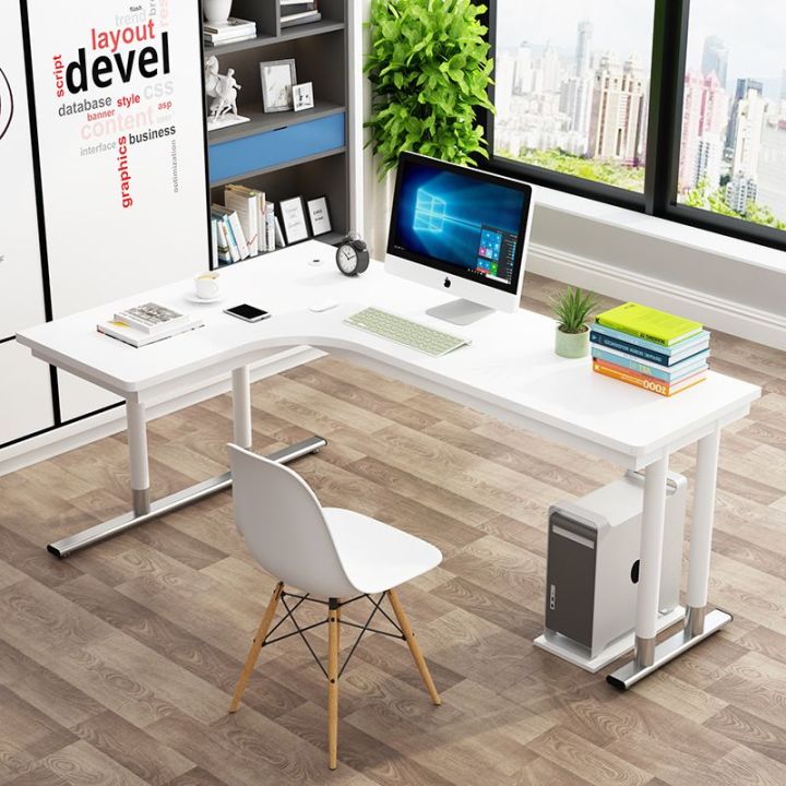 180*120cm Full White and Walnut Corner Table L Shaped Office Desk | Lazada