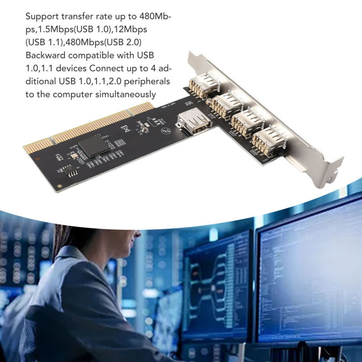 PCI to USB 2.0 Internal Expansion Card - 5 Ports A Hub with 480Mbps ...